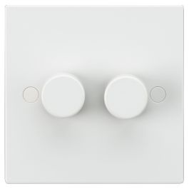 MLA Knightsbridge SN2162 (5 PACK) Square Edge White Plastic 2 Gang LED ...