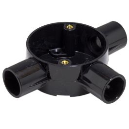 PVC Conduit Tee Box - 20mm Black